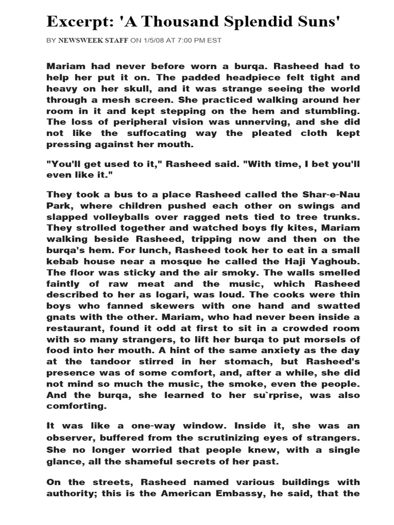 Excerpt from A Thousand Splendid Suns | PDF | Clothing