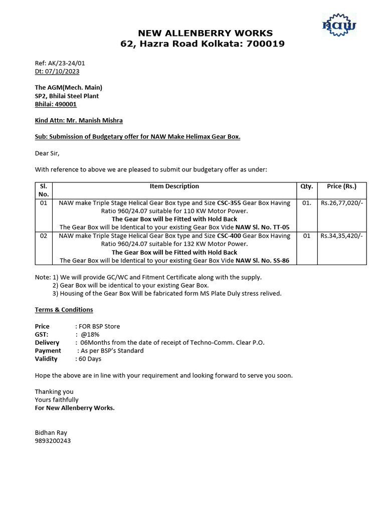 Sp2 Budgetary Offer | PDF