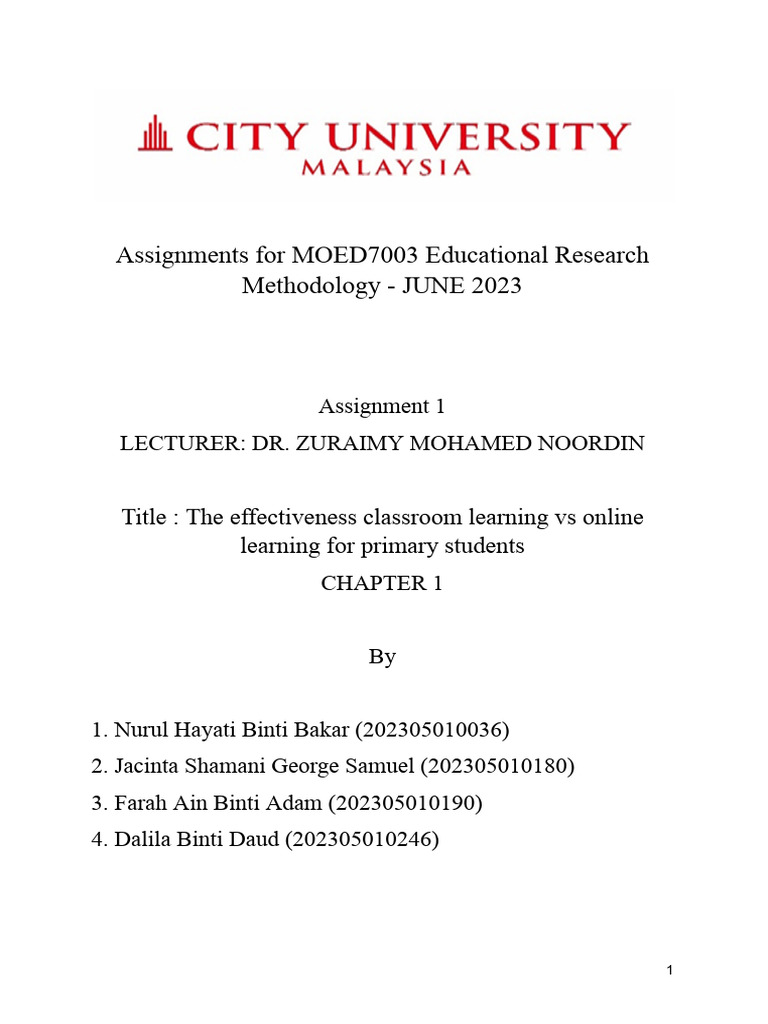 Research Methodology MOED7003-CHP 1 | PDF