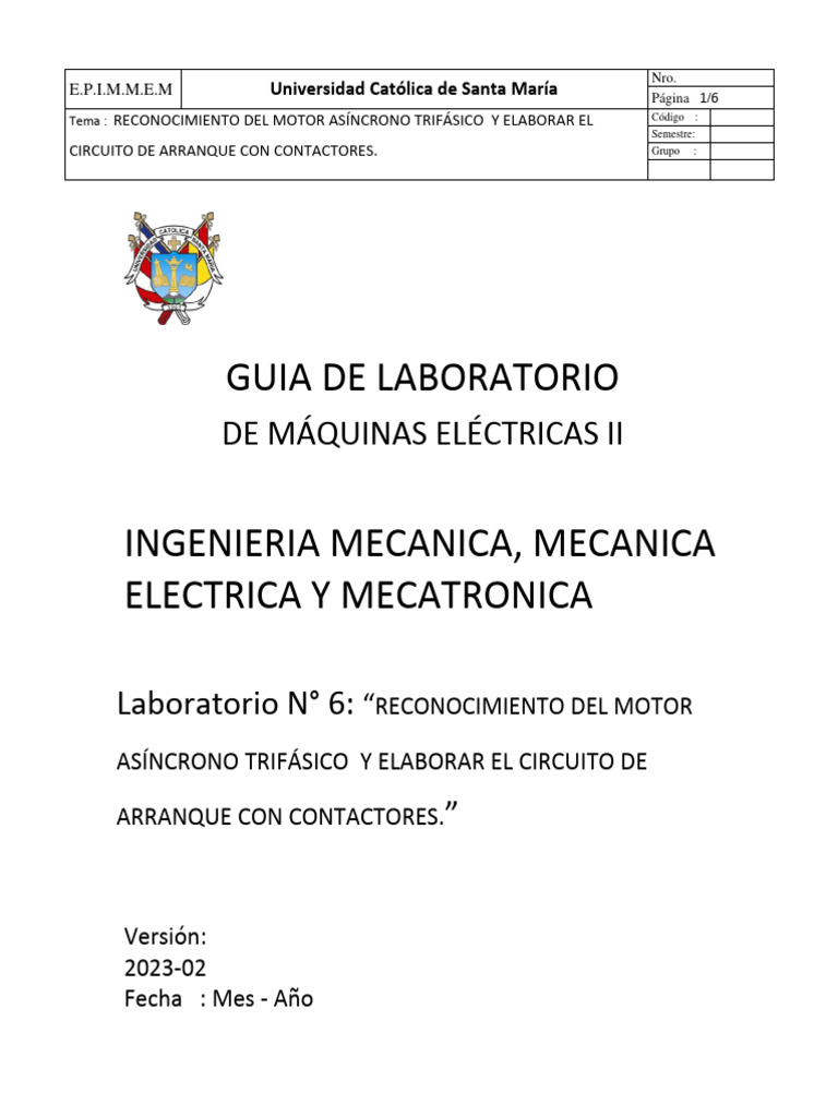 Guia-6 Laboratio Maquinas Electricas II | PDF | Laboratorios | Ciencias fisicas