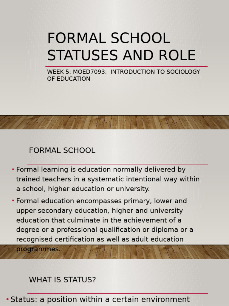Formal School Statuses and Roles | PDF