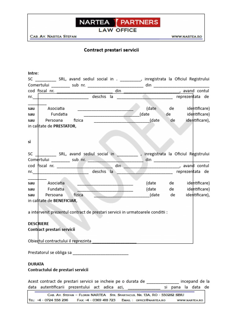 Model Contract de Prestari Servicii | PDF