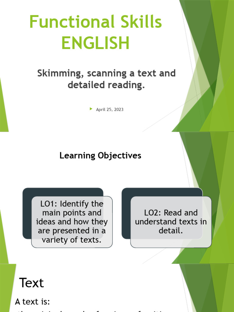 W3 PowerPoint - Reading Strategies Skimming and Scanning | PDF | Speed Reading | Communication