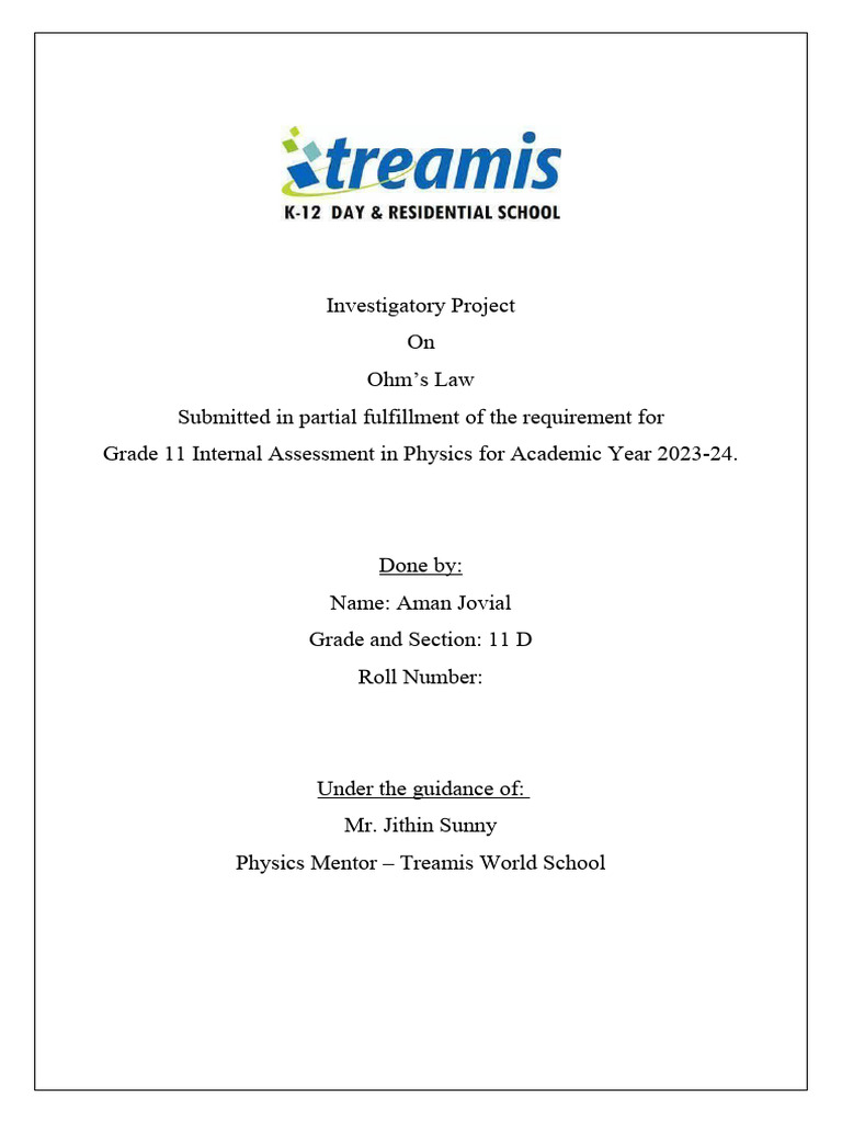 Physics Investigatory Project | PDF | Electrical Network | Electrical ...