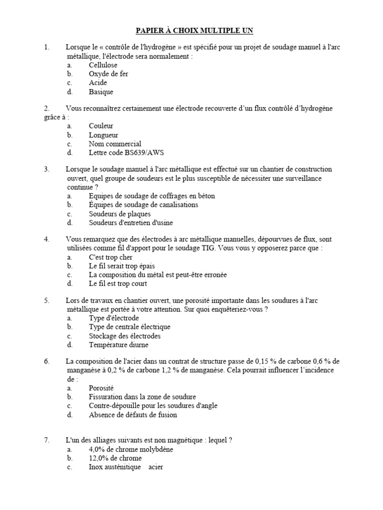 Questions d'entretien pour soudeurs | PDF | Construction | Soudage