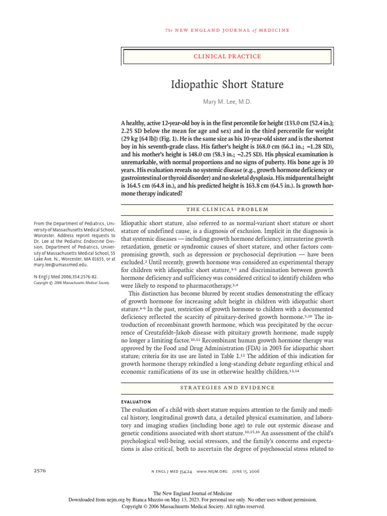 Idiopathic Short Stature - The New England Journal of Medicine | PDF ...