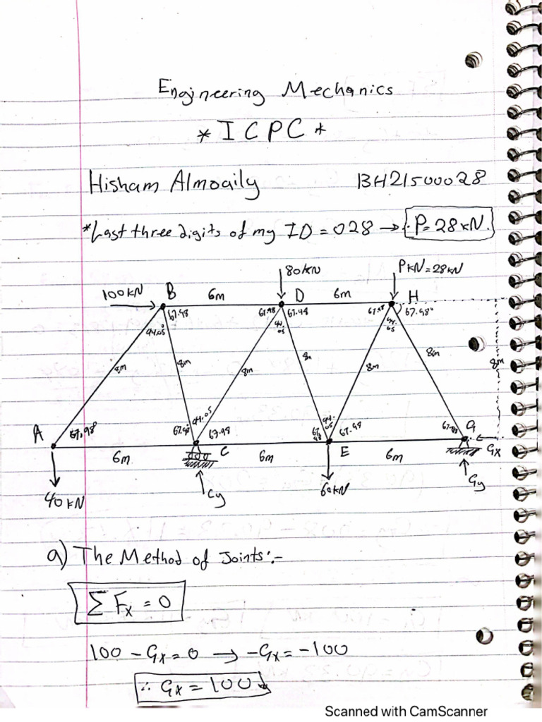 (Hisham) ENGINEERING MECHANICS-ICPC | PDF | Truss | Force
