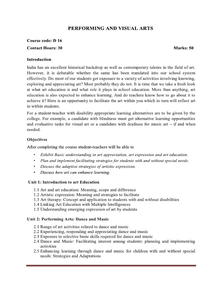 D16 Performing & Visual Arts - Copy | PDF