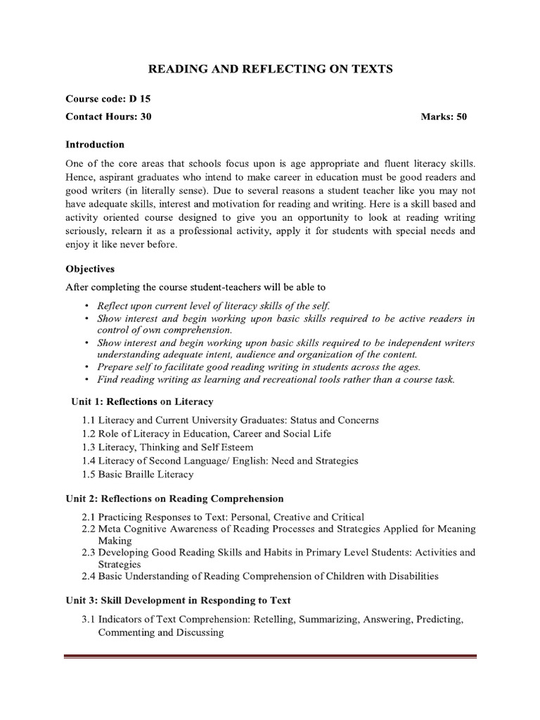 D15 Reading & Reflecting On Texts | PDF