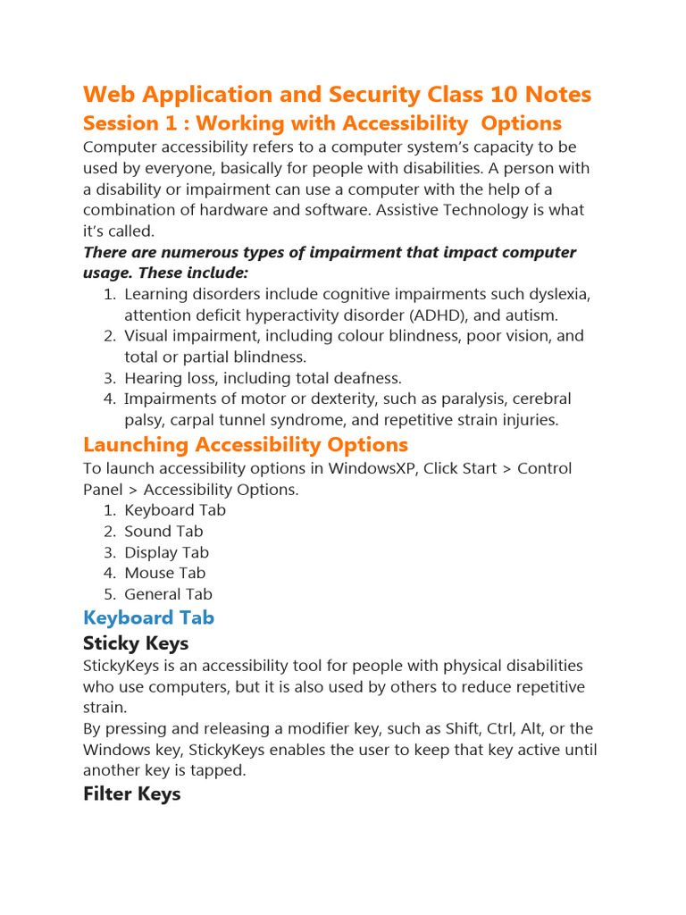 Web Application and Security Class 10 Notes | PDF