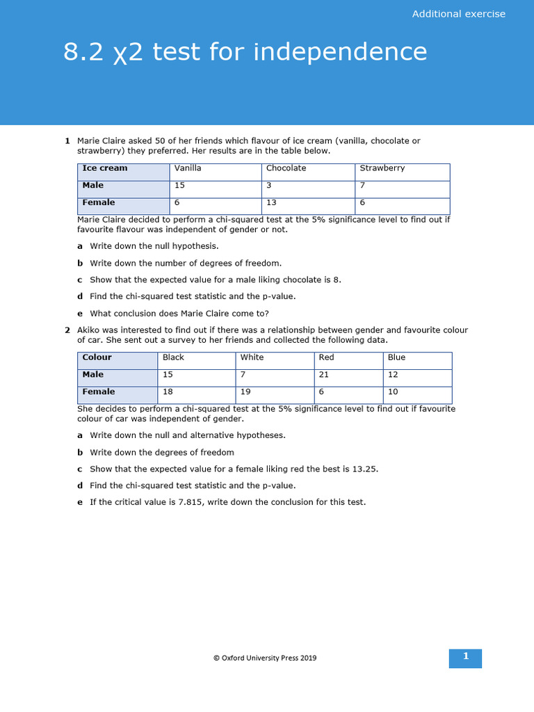 Additional Exercise - Test of Independence | PDF | P Value ...