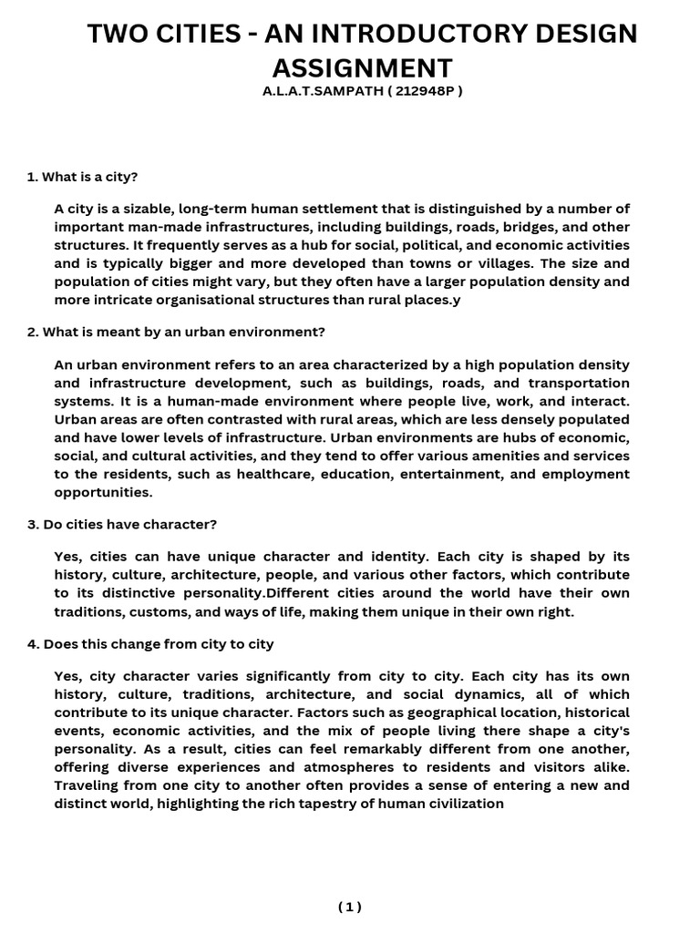 Mini Assignment - Two Cities | PDF