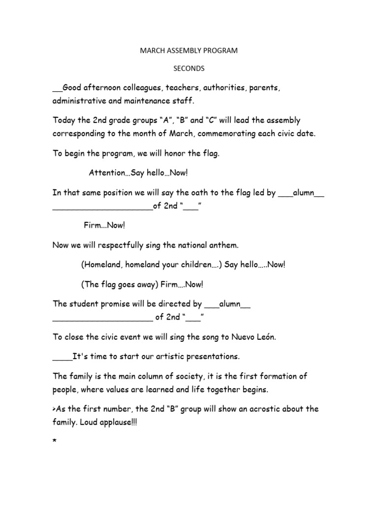 March Assembly Program | PDF