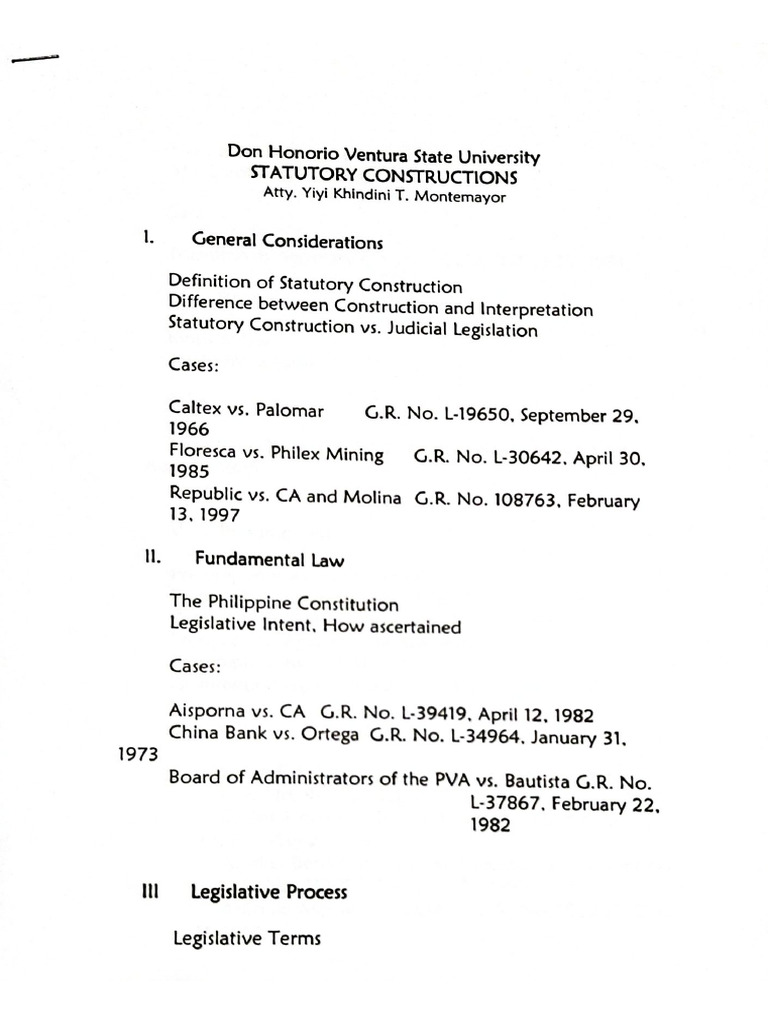 Statutory Construction Syllabus | PDF