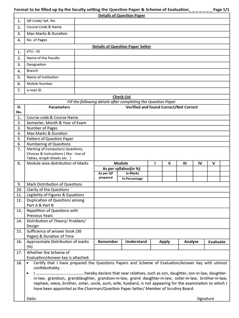 QP Checklist 2019 - QP Setter | PDF