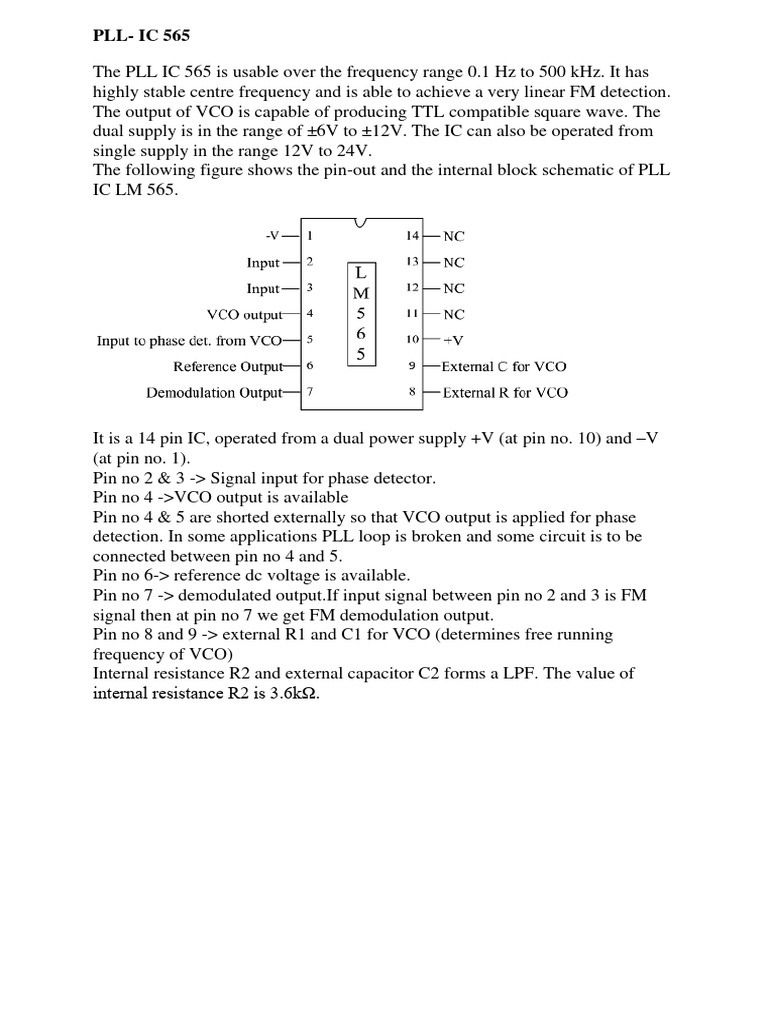 PLL Ic 565 | PDF | Electronic Oscillator | Information And ...