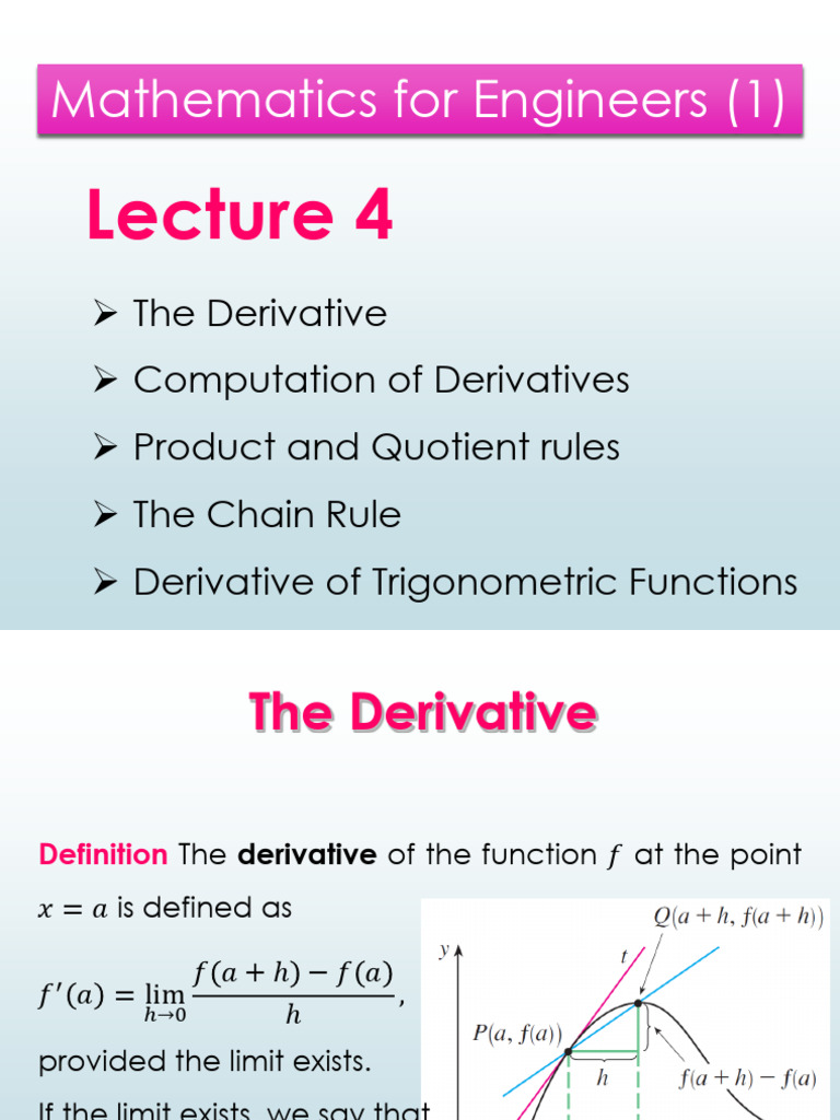 Lecture 4 | PDF | Derivative | Function (Mathematics)