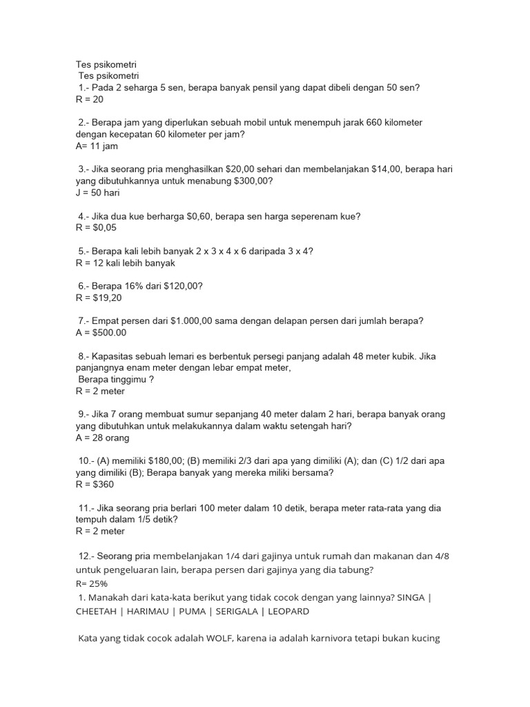 Tes Psikometri | PDF