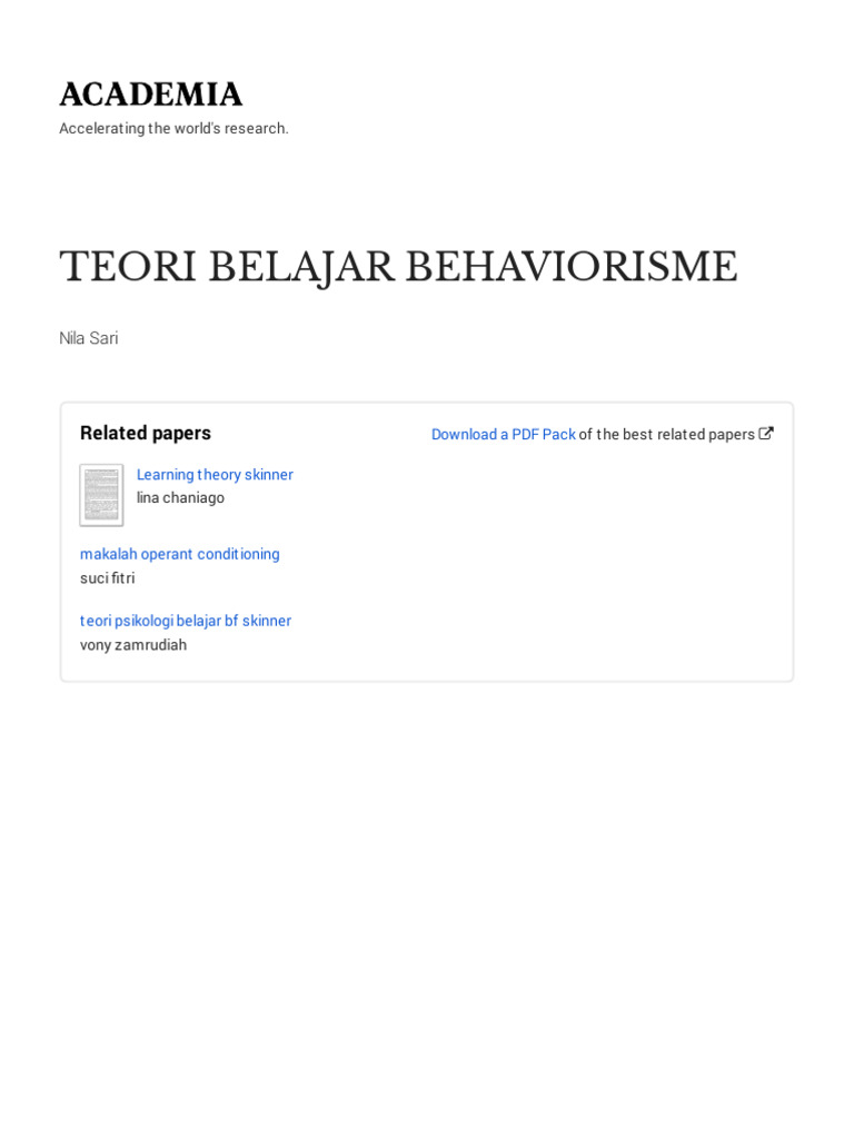Teori Behaviorisme | PDF