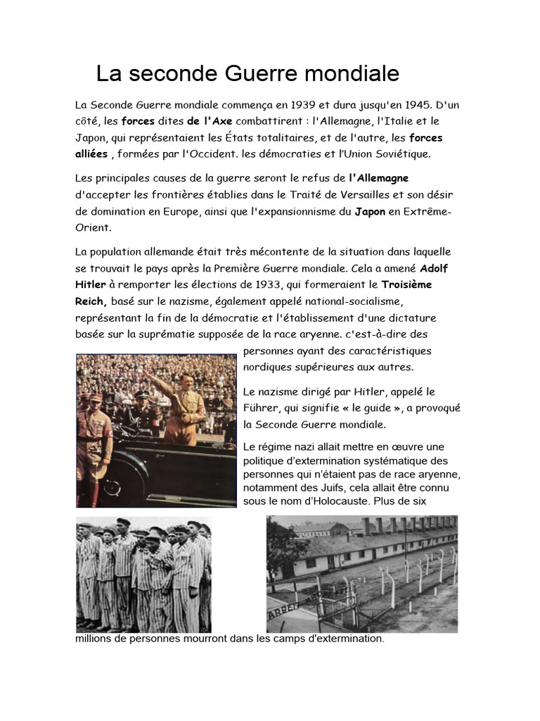 Causes et conséquences de la Seconde Guerre mondiale | PDF