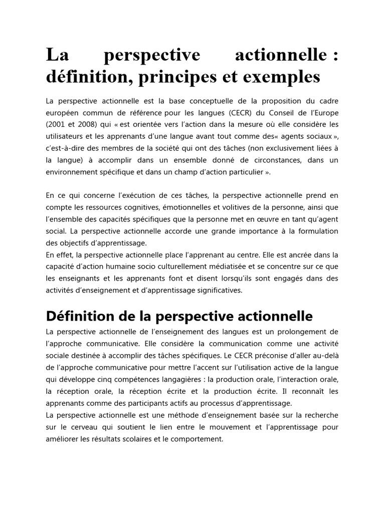 La perspective actionnelle | PDF