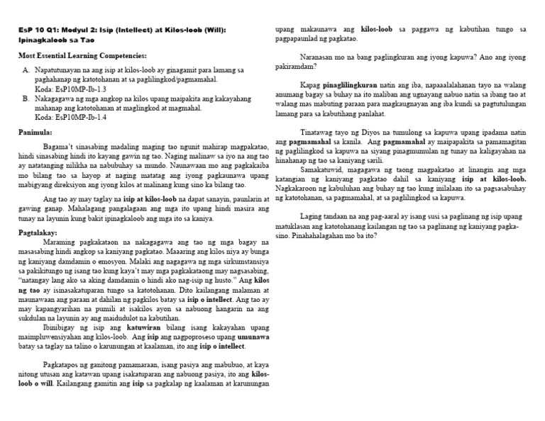 EsP10 Q1 Modyul2 | PDF