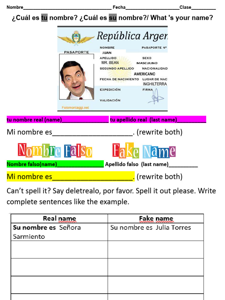 Fake Names | PDF | Estudios de idiomas extranjeros