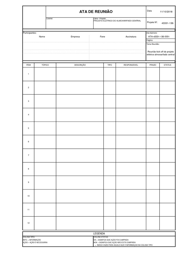 ATA-00000-XXX-0001 - Template Ata Reunião | PDF