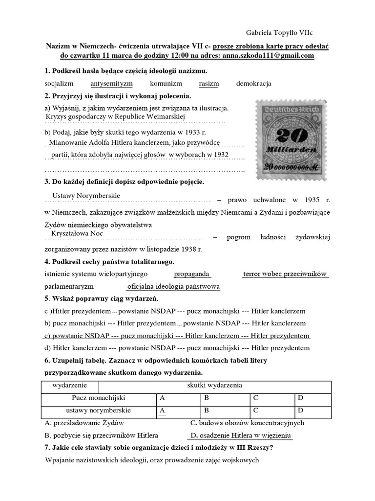 Karta Pracy Nazizm W Niemczech VII C | PDF
