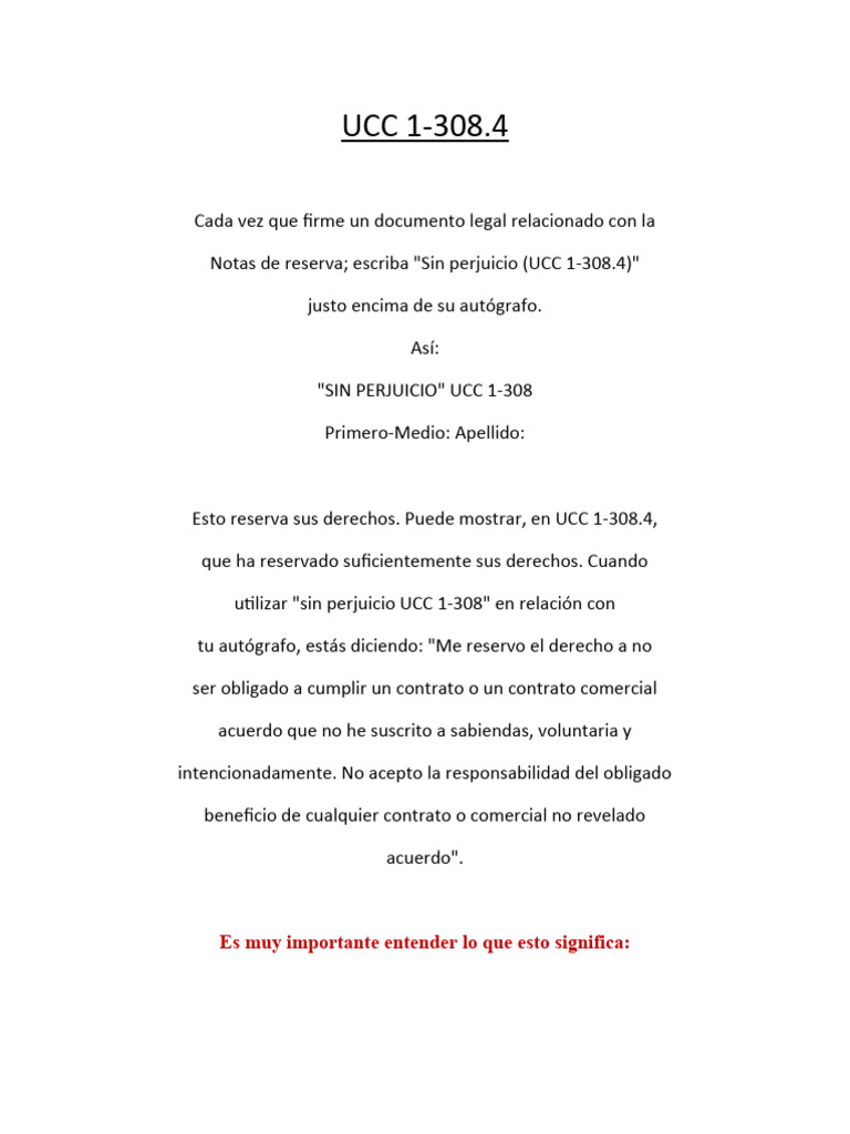 Código Comercial Uniforme (UCC 1-308.4) | PDF