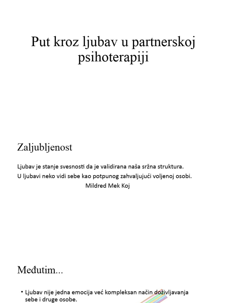 Put Kroz Ljubav U Partnerskoj Psihoterapiji | PDF