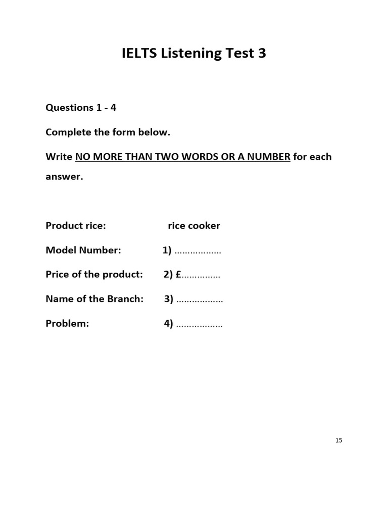 (@real - Ielts - Exam) Listening Mock Test | PDF