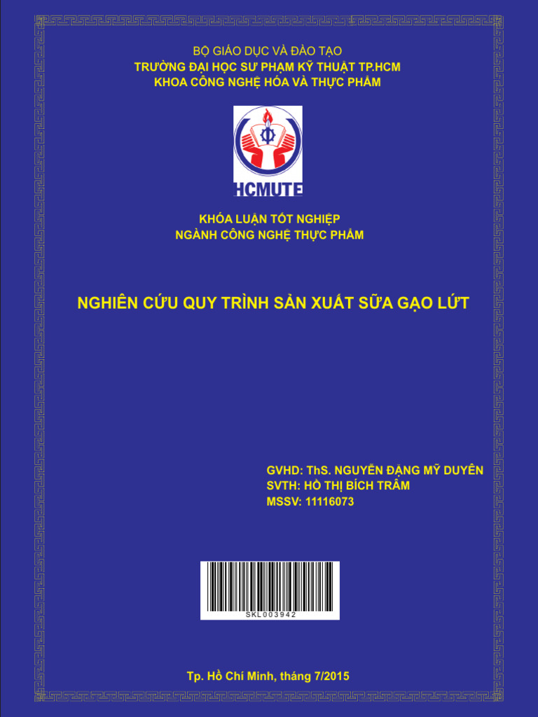 (123doc) Nghien Cuu Quy Trinh San Xuat Sua Gao Lut | PDF
