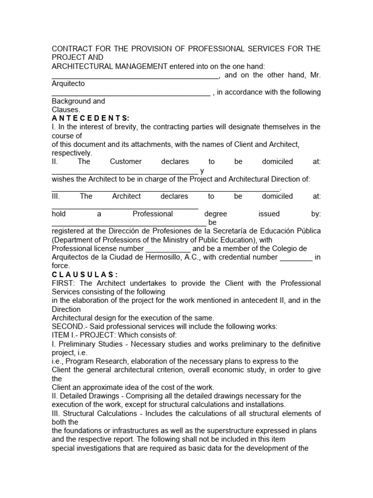 Architectural Project Contract | PDF | Business
