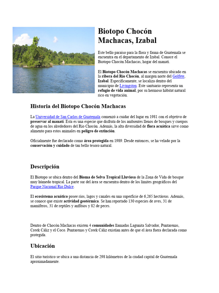 Biotopo Chocón Machacas | PDF