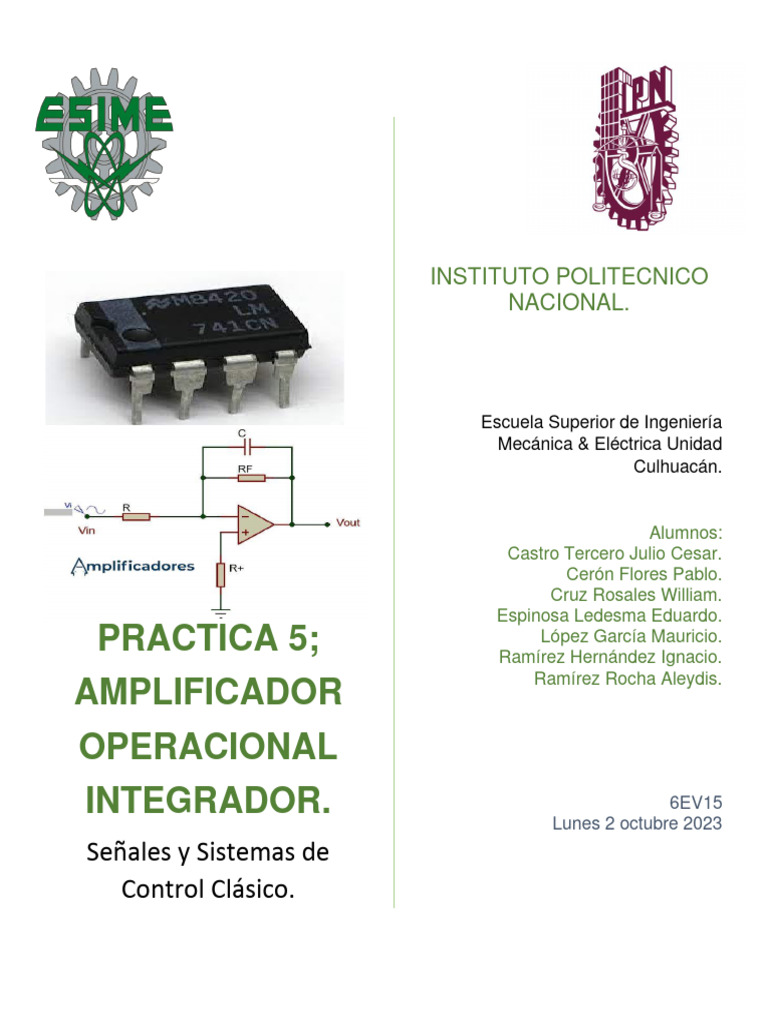 Amplificador Integrador: Práctica 5 | PDF