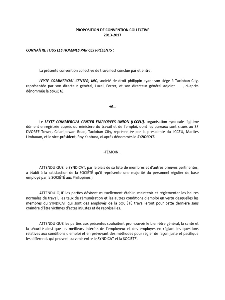 Exemple de Convention Collective | PDF