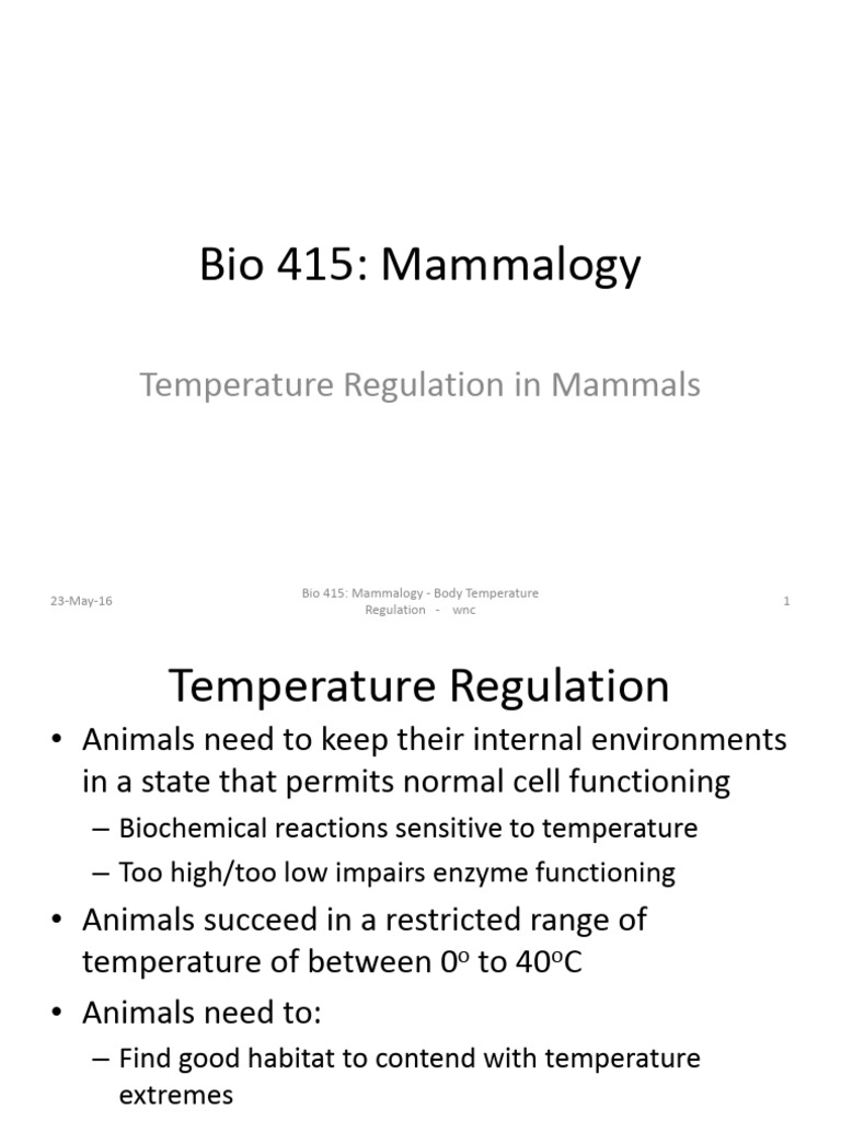 Mammalian Temperature Regulation - 12 | PDF | Thermoregulation ...
