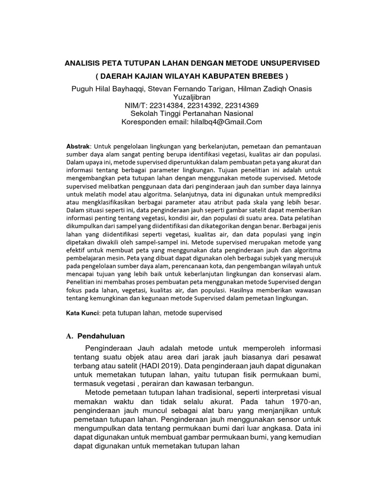 Analisis Peta Tutupan Lahan Dengan Metode Unsupervised | PDF