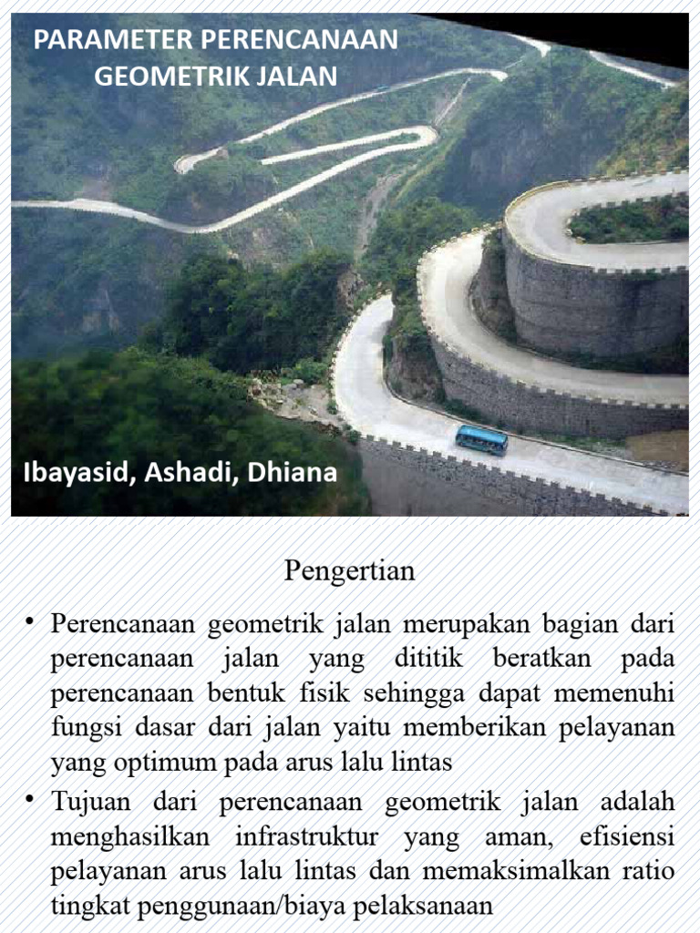 Presentasi 4 Parameter perencanaan geometrik jalan | PDF