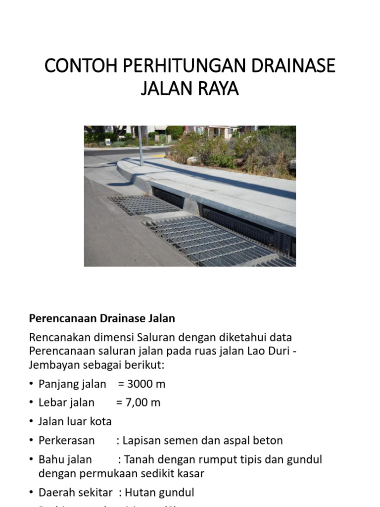 Presentasi 7 CONTOH PERHITUNGAN DRAINASE JALAN | PDF