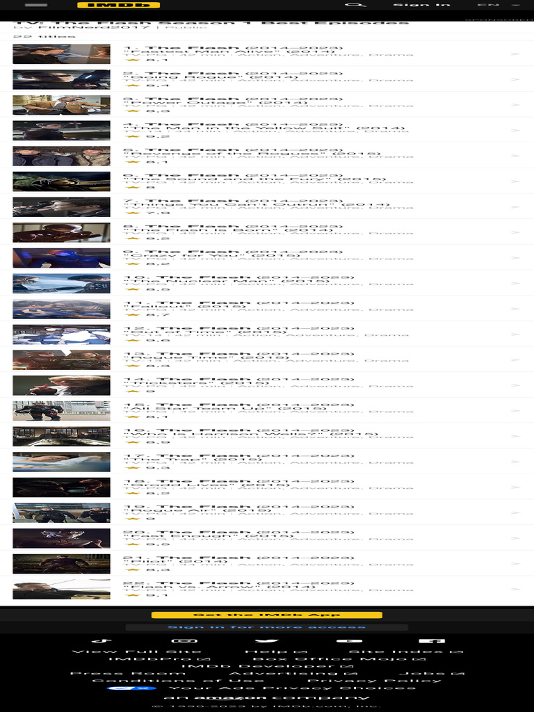 TV The Flash Season 1 Best Episodes - IMDb | PDF