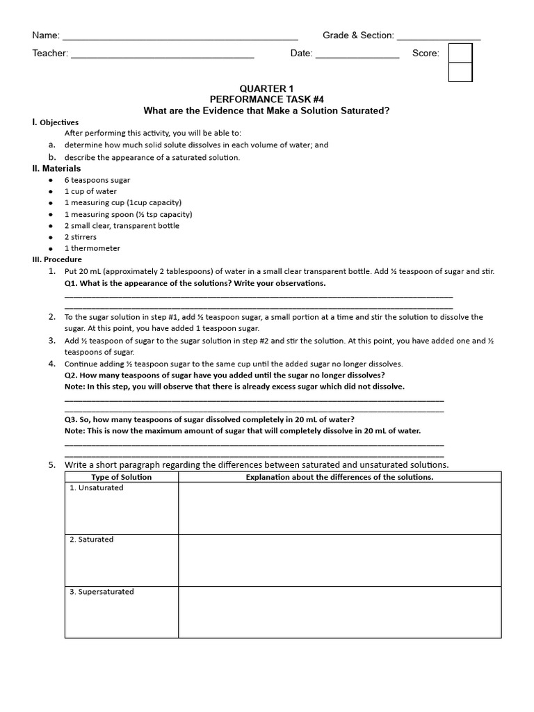 Understanding Saturated Solutions | PDF | Business | Finance & Money ...