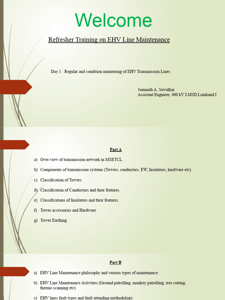 EHV Line Maintenance - Reular and Condition Monitoring - RTC J - 20.09. ...