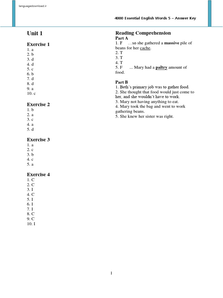 Answer Key 5 | PDF