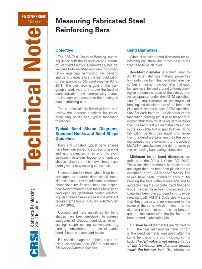 Measuring Fabricated Steel Reinforcing Bars - ETN | PDF