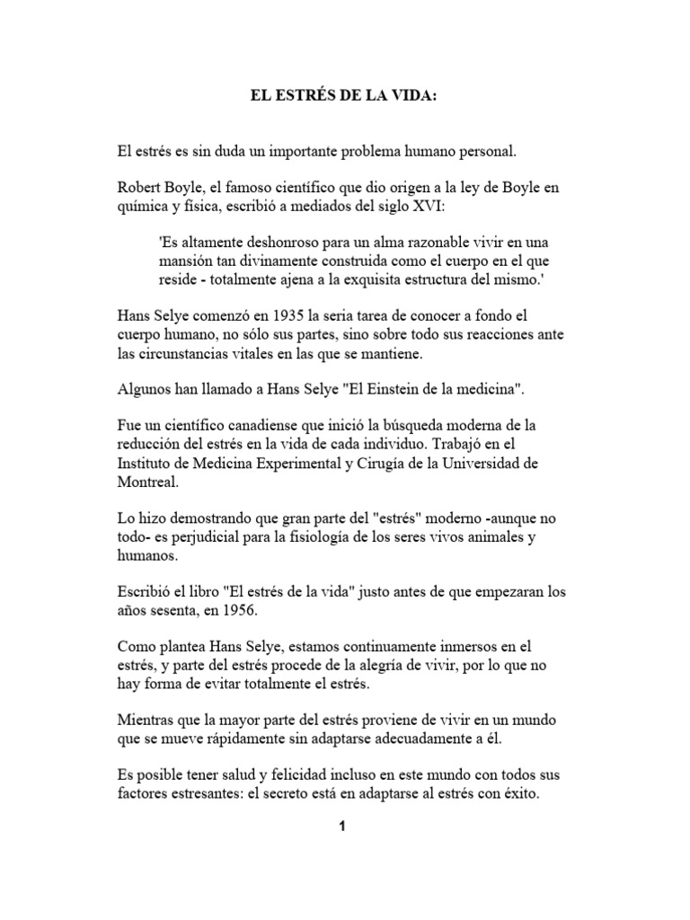 El Estrés de La Vida PDF | PDF | Estrés (biología) | Respiración