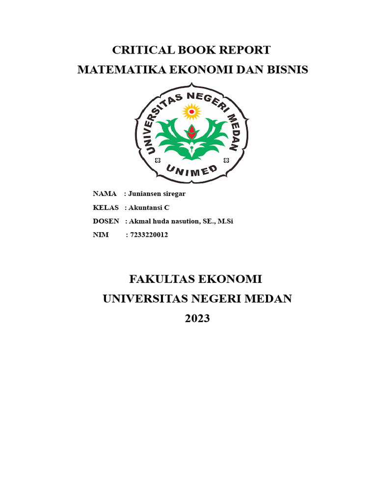 CRITICAL BOOK REPORt Matematika Bisnis | PDF