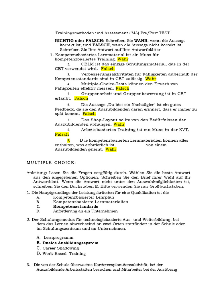 TESDA Post Test With Answers Reviewer | PDF