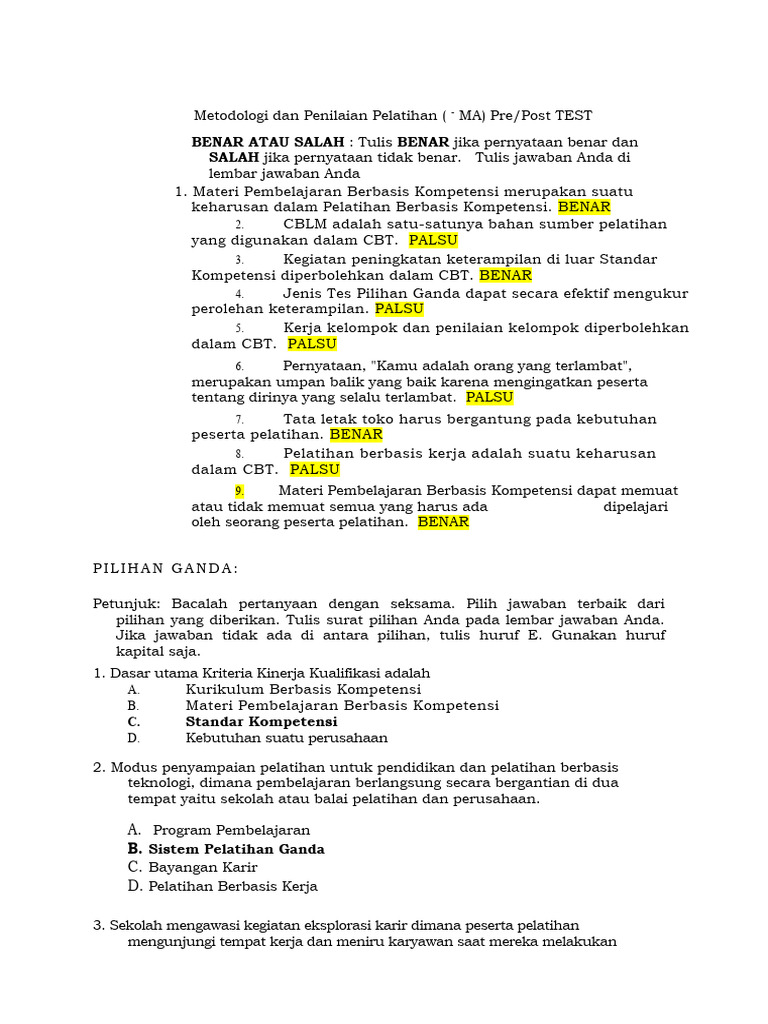 TESDA Post Test Dengan Jawaban Reviewer | PDF TESDA Post Test Dengan Jawaban Reviewer | PDF
